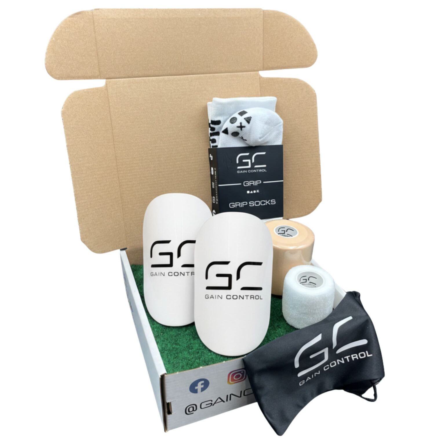 Football Box - shin pads Gain Control WHITE - Gain Control